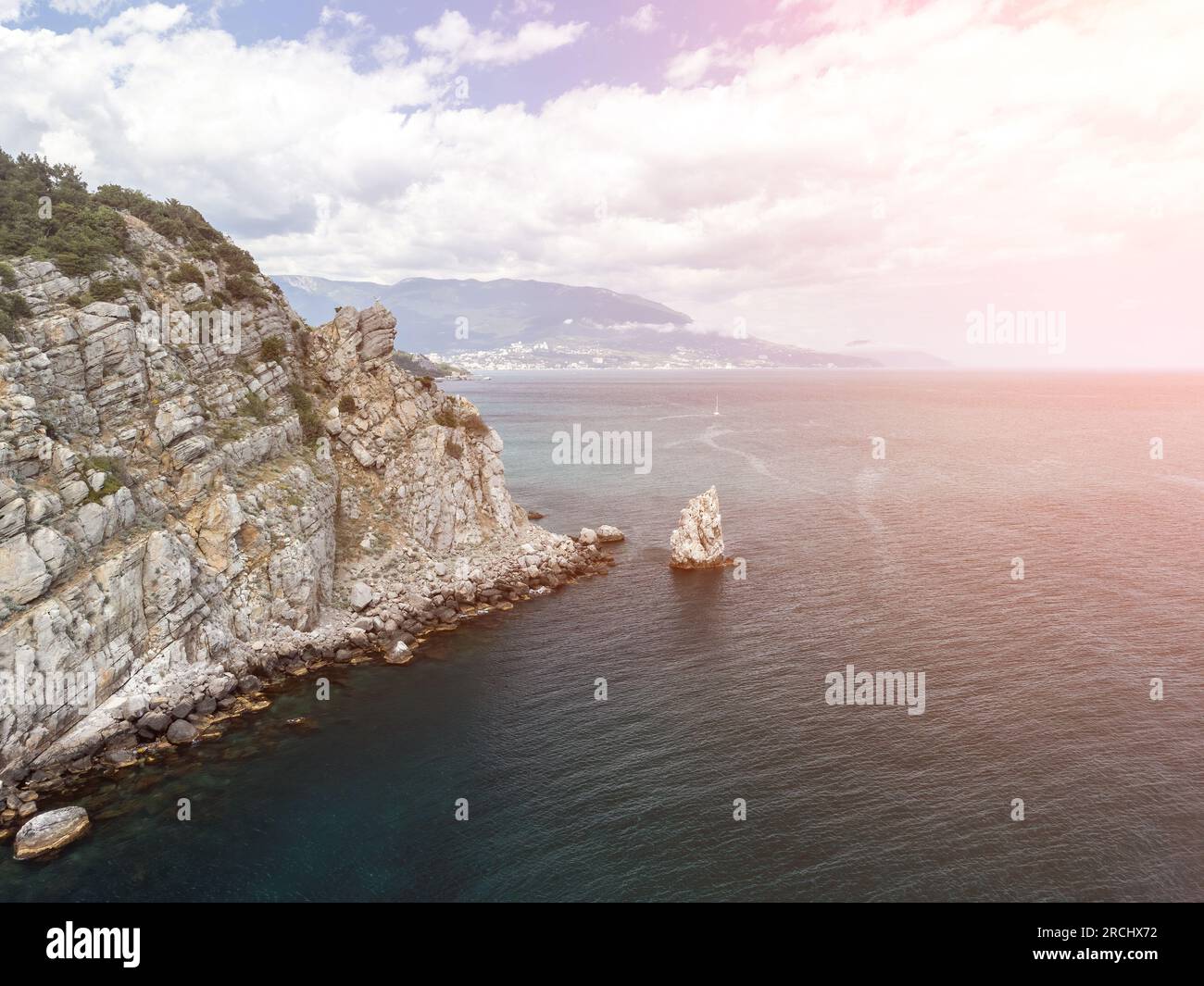 aerial photo of rock Parus Sail and Ayu-Dag Bear Mountain and near ...