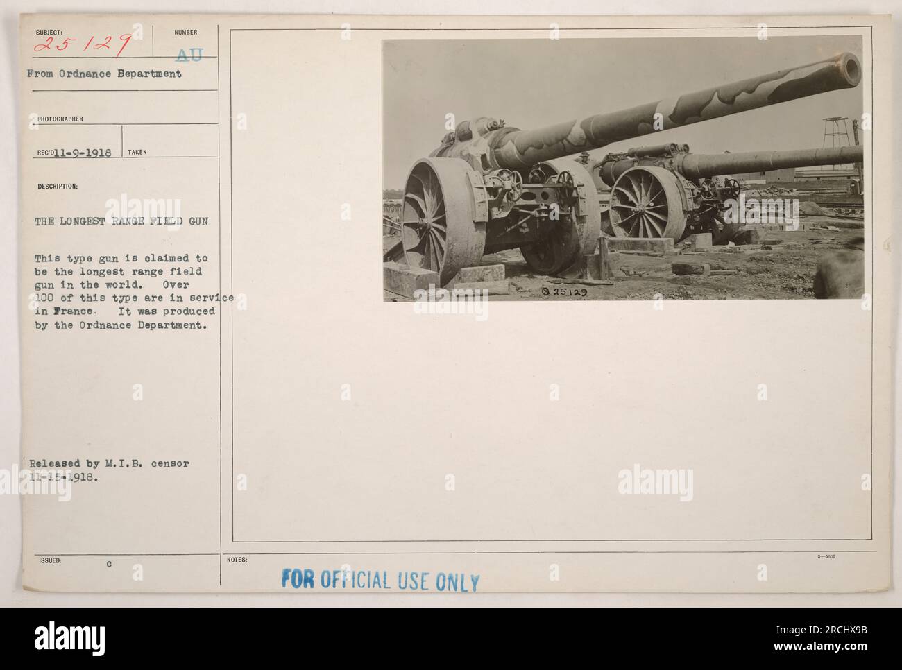 The image shows the longest range field gun of its time, produced by ...