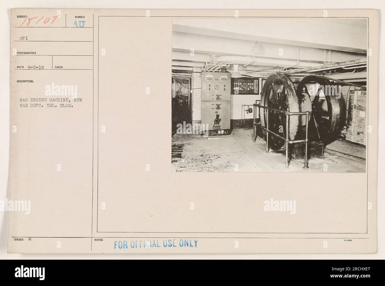 Soldiers operating a gas engine machine at the new War Department ...