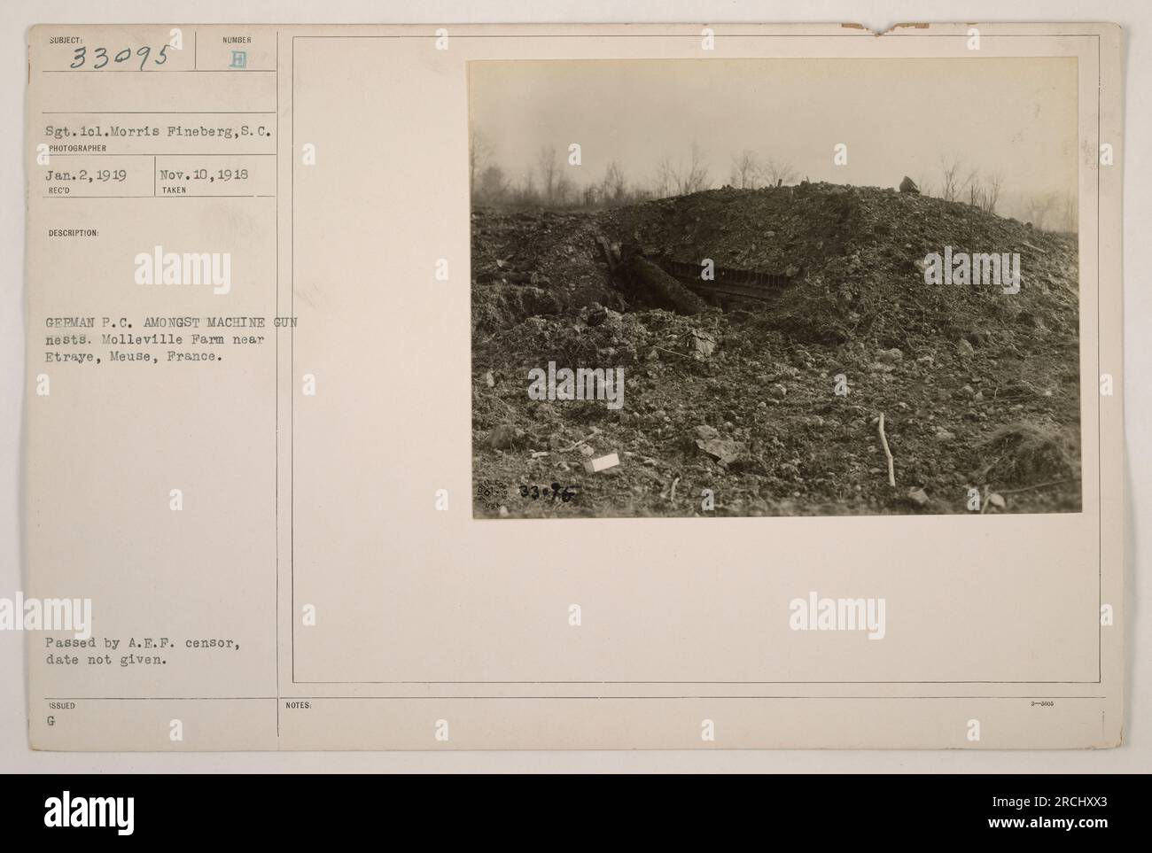 Sgt. Morris Fineberg captured this photograph on January 2, 1919. The ...