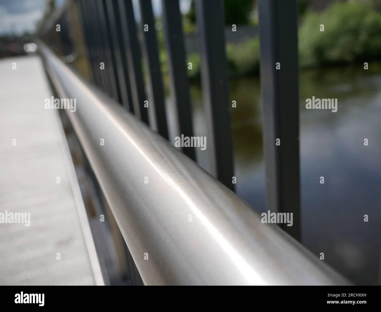 Bridge handrail with blurred abstract background, ancient bridge over ...