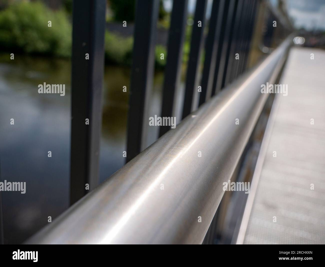 Bridge handrail with blurred abstract background, ancient bridge over ...