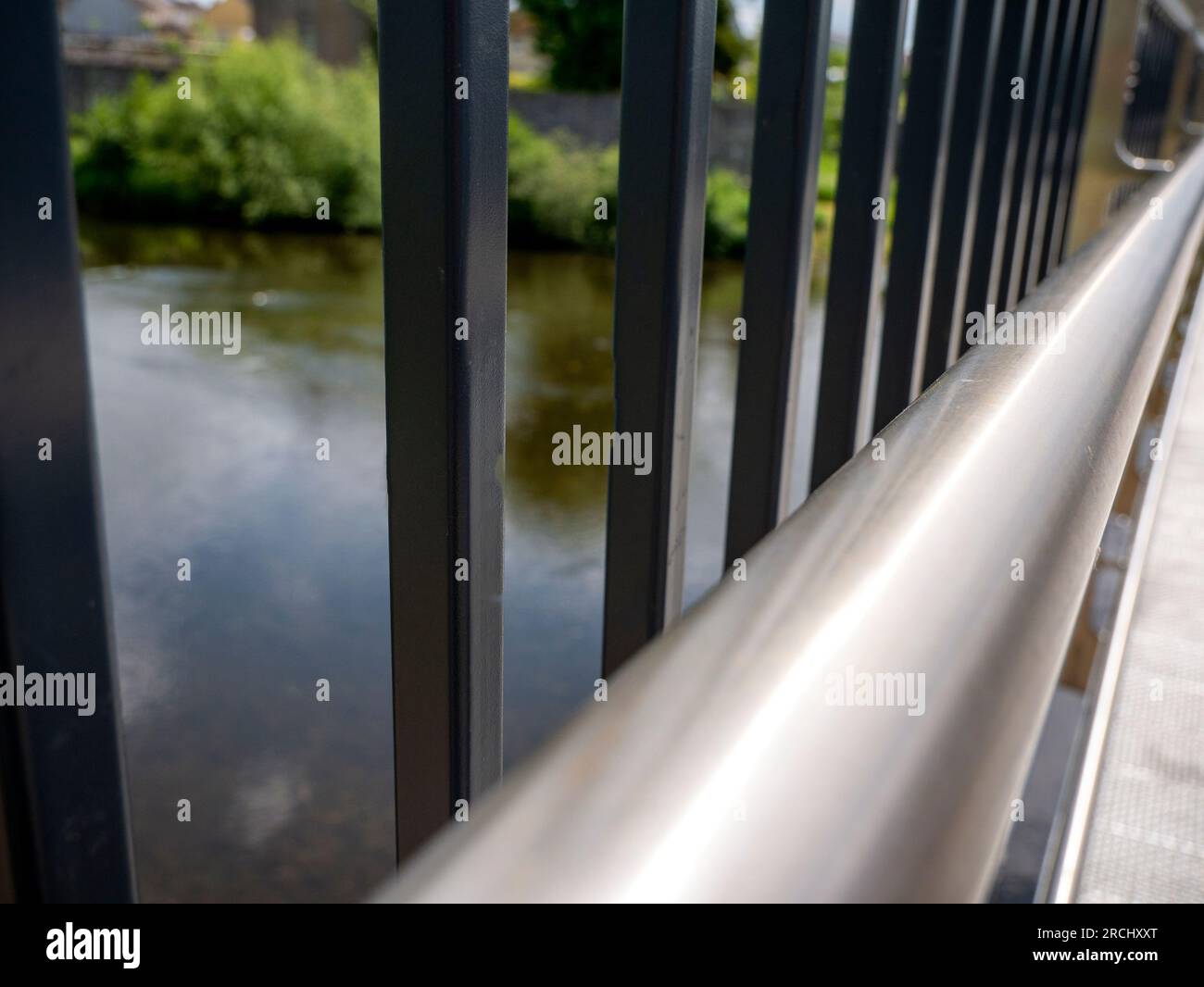 Bridge handrail with blurred abstract background, ancient bridge over ...