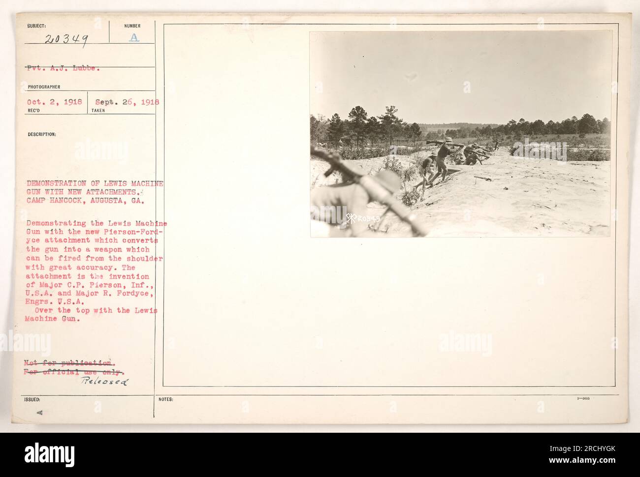 Soldiers demonstrating the Lewis Machine Gun with the new Pierson-Ford ...