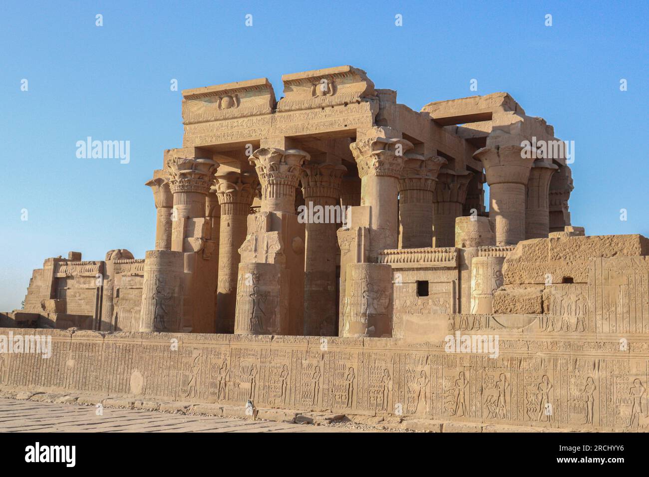 Ancient egyptian history: Facade of Kom Ombo temple, Aswan, Egypt Stock ...