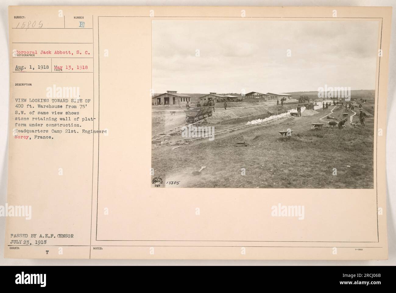 Corporal Jack Abbott at Camp 21st. Engineers in Sorcy, France. The ...