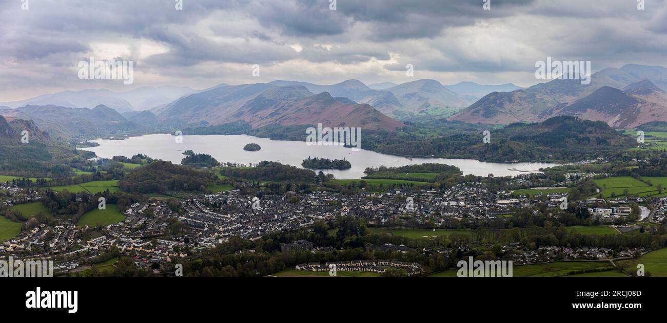 The views over Keswick and derwentwater from the top of Latrigg in the ...