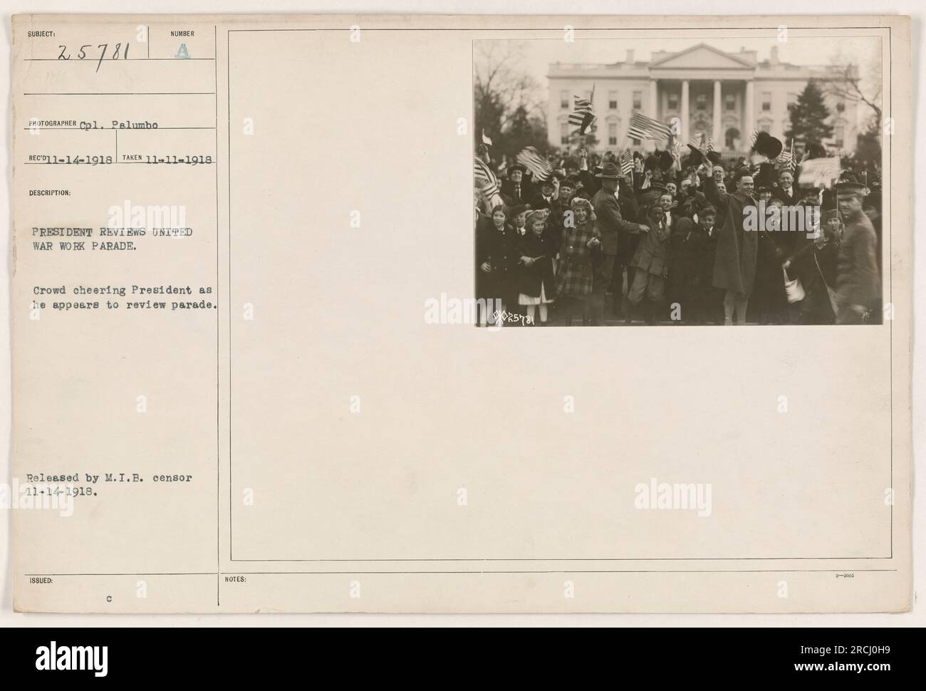 President Sumber is seen reviewing the United War Work parade as a ...