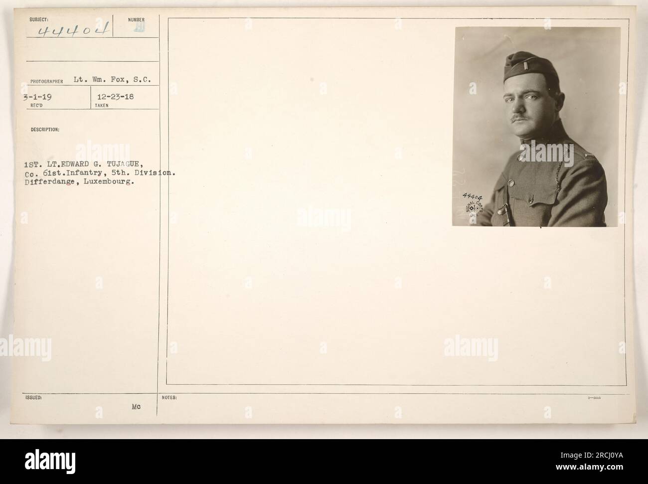 Soldier Edward G. Tujague of the 61st Infantry, 5th Division ...