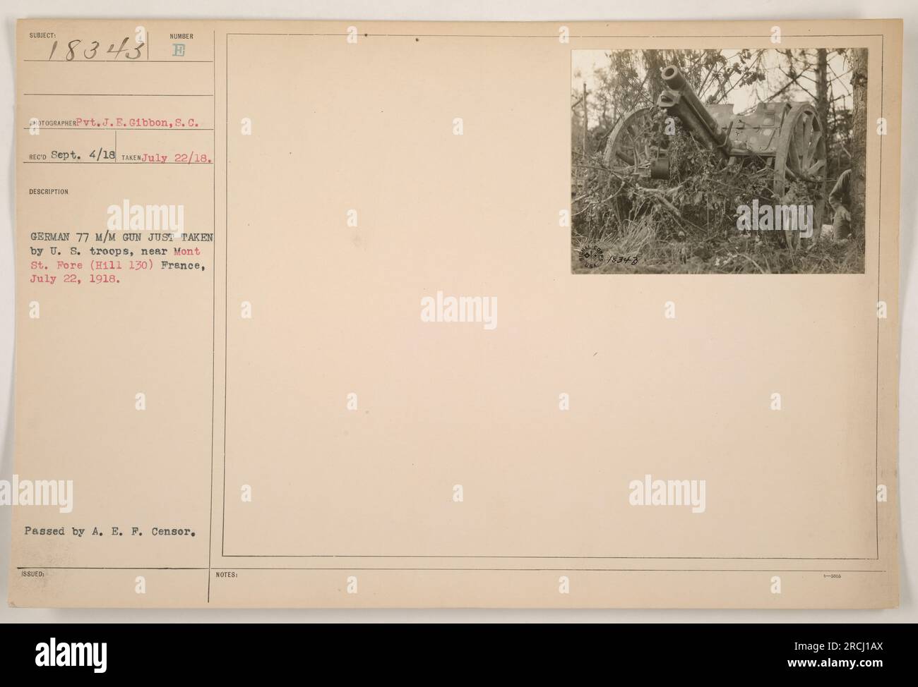 American troops captured a German 77 millimeter gun near Mont St. Fore ...