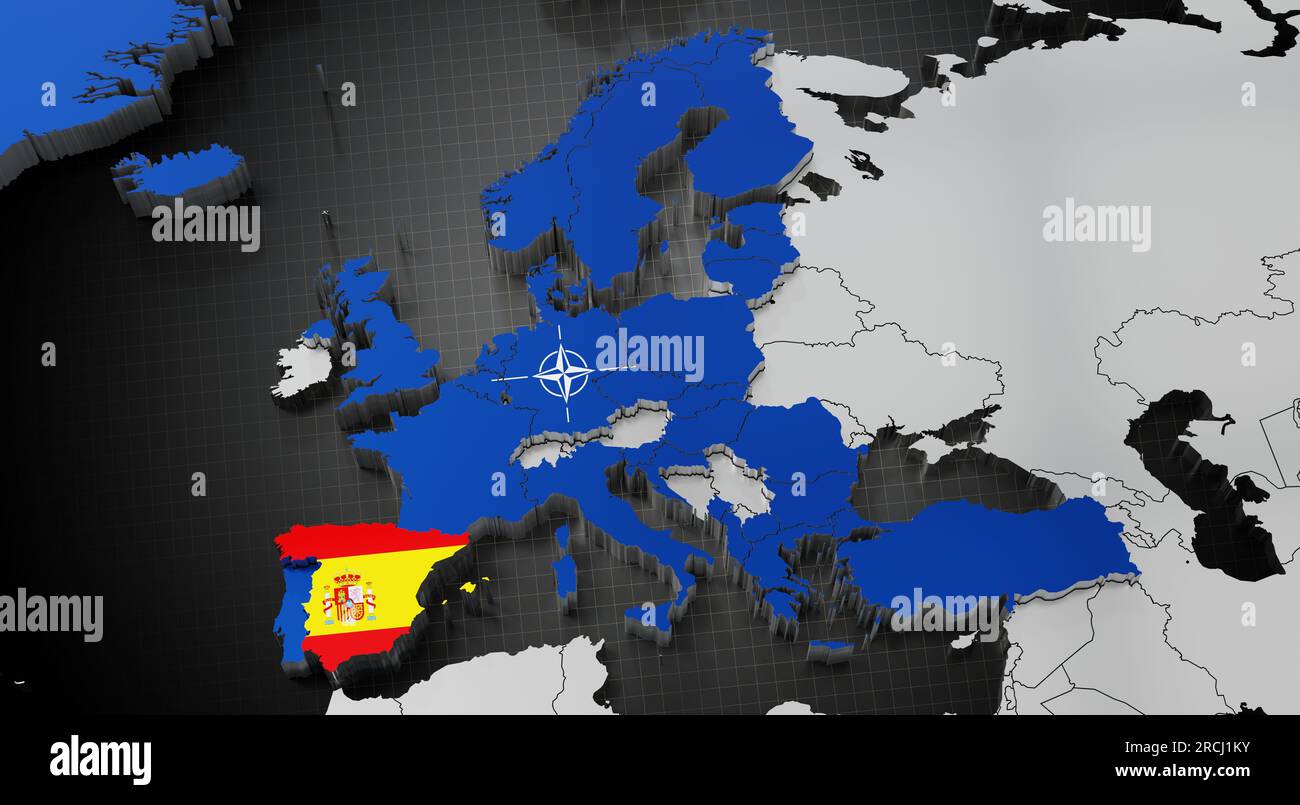 Spain map political flags hi-res stock photography and images - Alamy