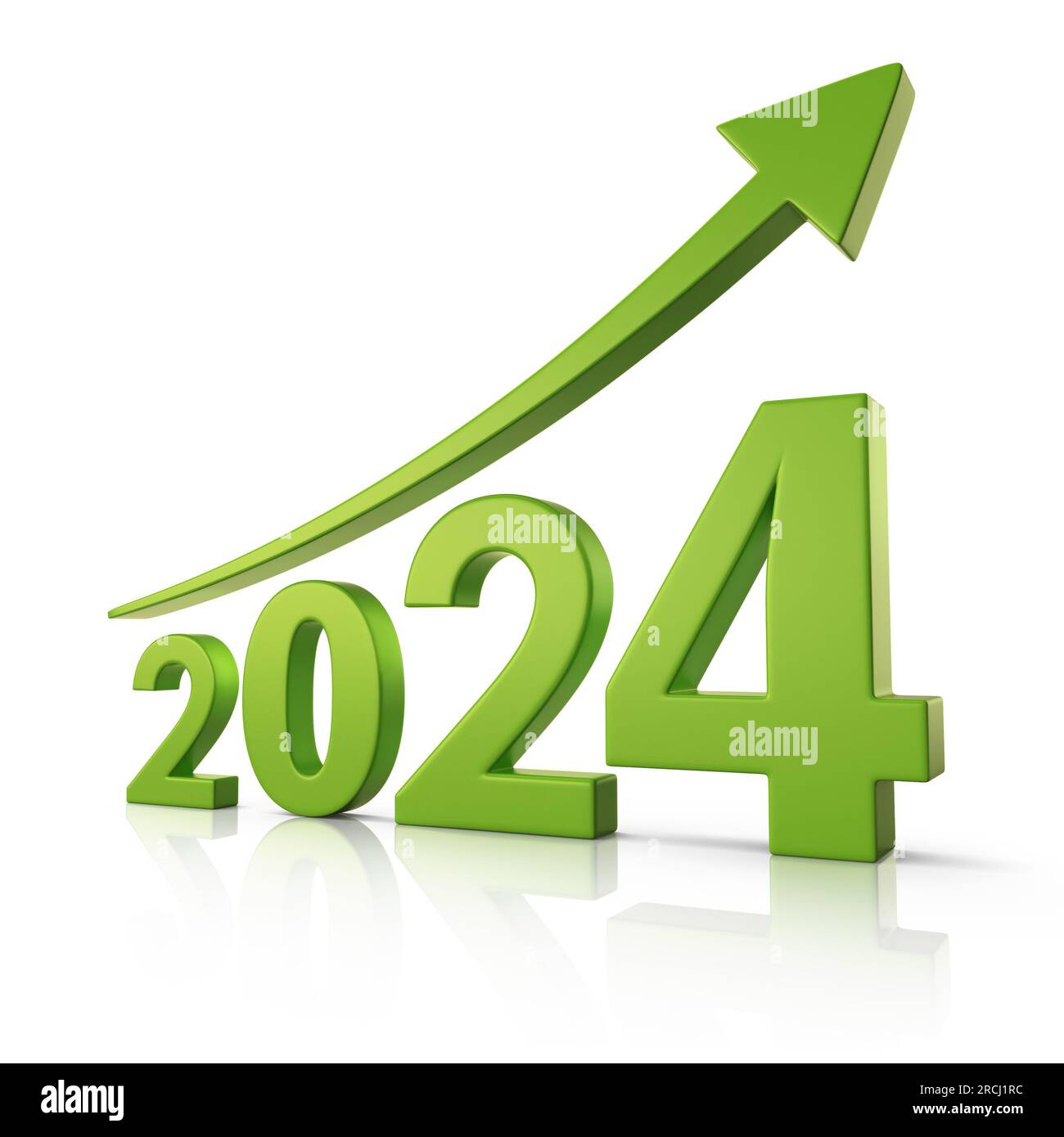 2024 3d with green arrow curving upwards Stock Photo - Alamy
