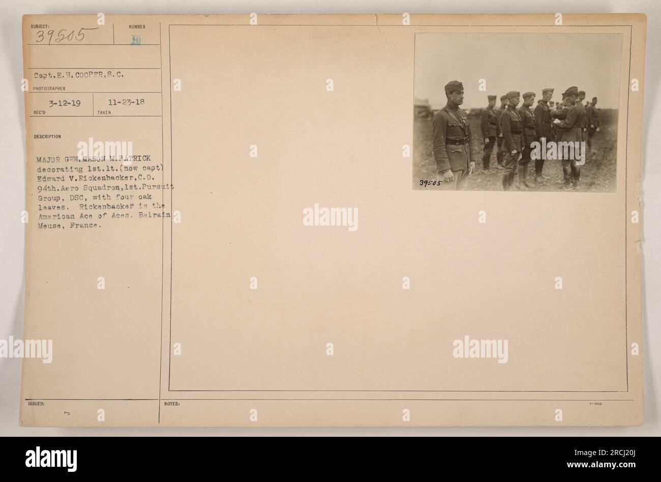 Captain E.H. Cooper photographed Major Green, Mason M. Patrick, and 1st ...