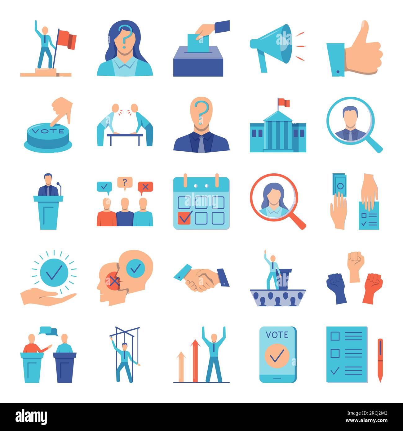 Politics icon set in flat style. Elections and political voting symbols ...