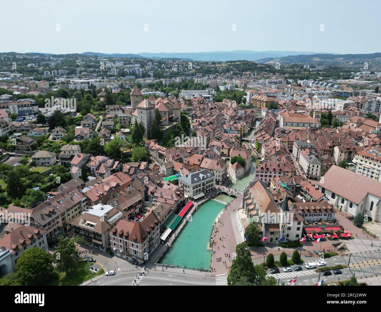 Annecy France harbour and waterfront drone,aerial Stock Photo - Alamy