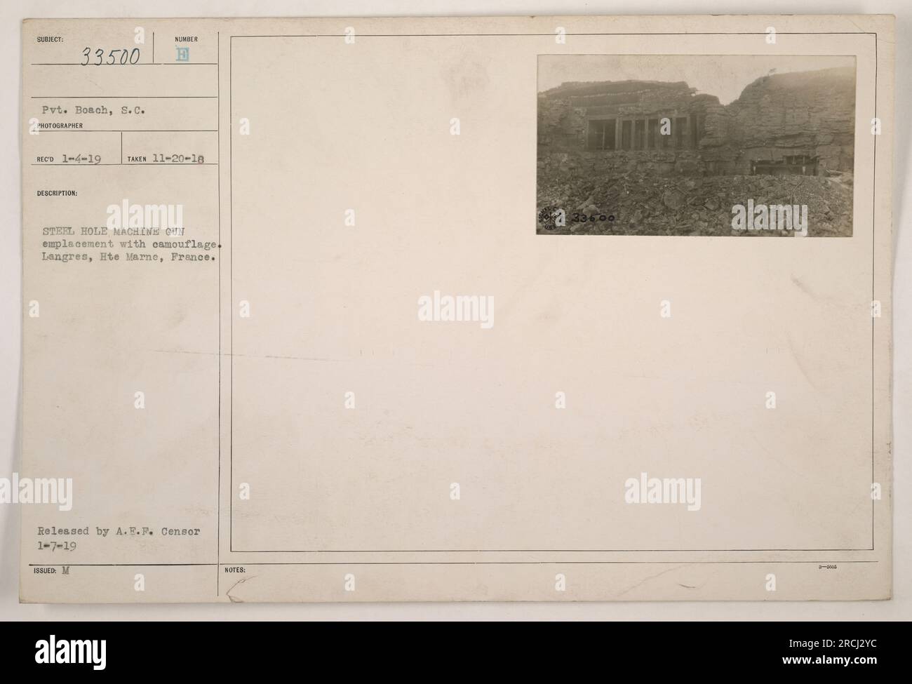 Pvt. Boach in an American military photograph featuring a steel hole ...