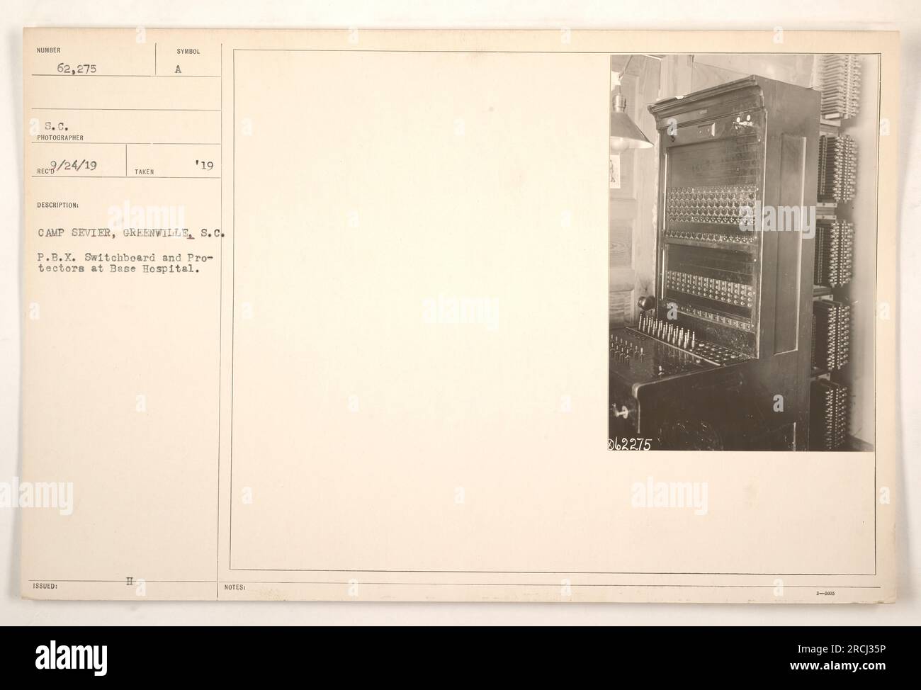 "Image showing the P.B.X. switchboard and protectors at Base Hospital ...