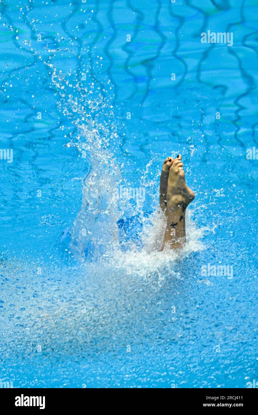 Fukuoka, Japan. 15th July, 2023. Pamela Ware of Canada competes during ...