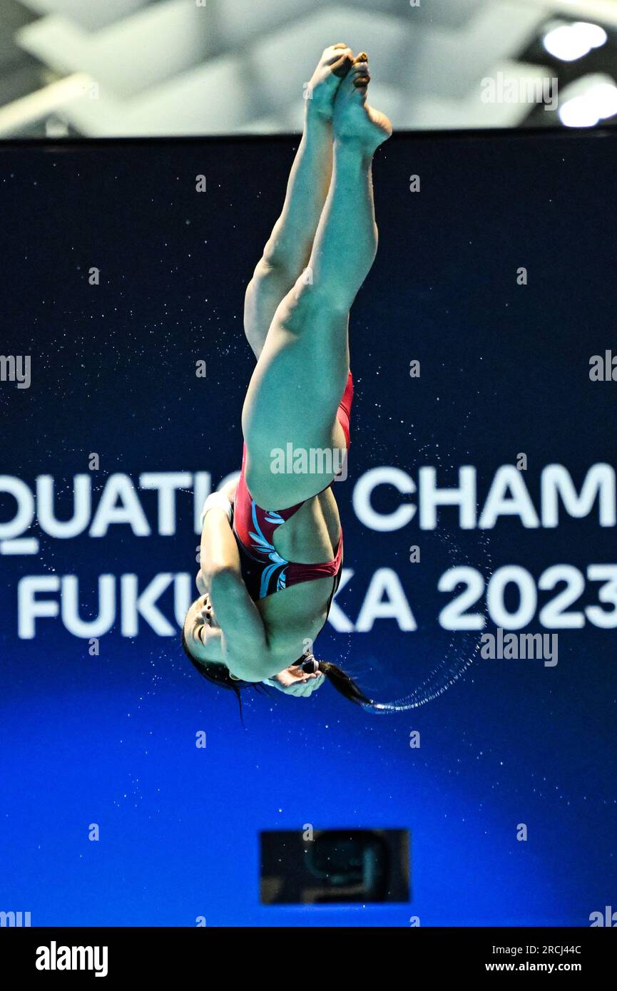 Fukuoka, Japan. 15th July, 2023. Lin Shan of China competes during the ...