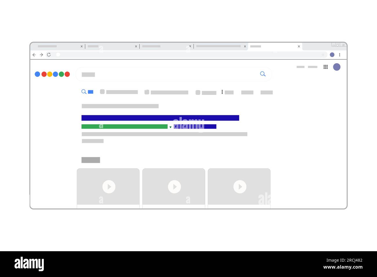 Search engine result page browser exploration user interface simplified user interface Stock ...