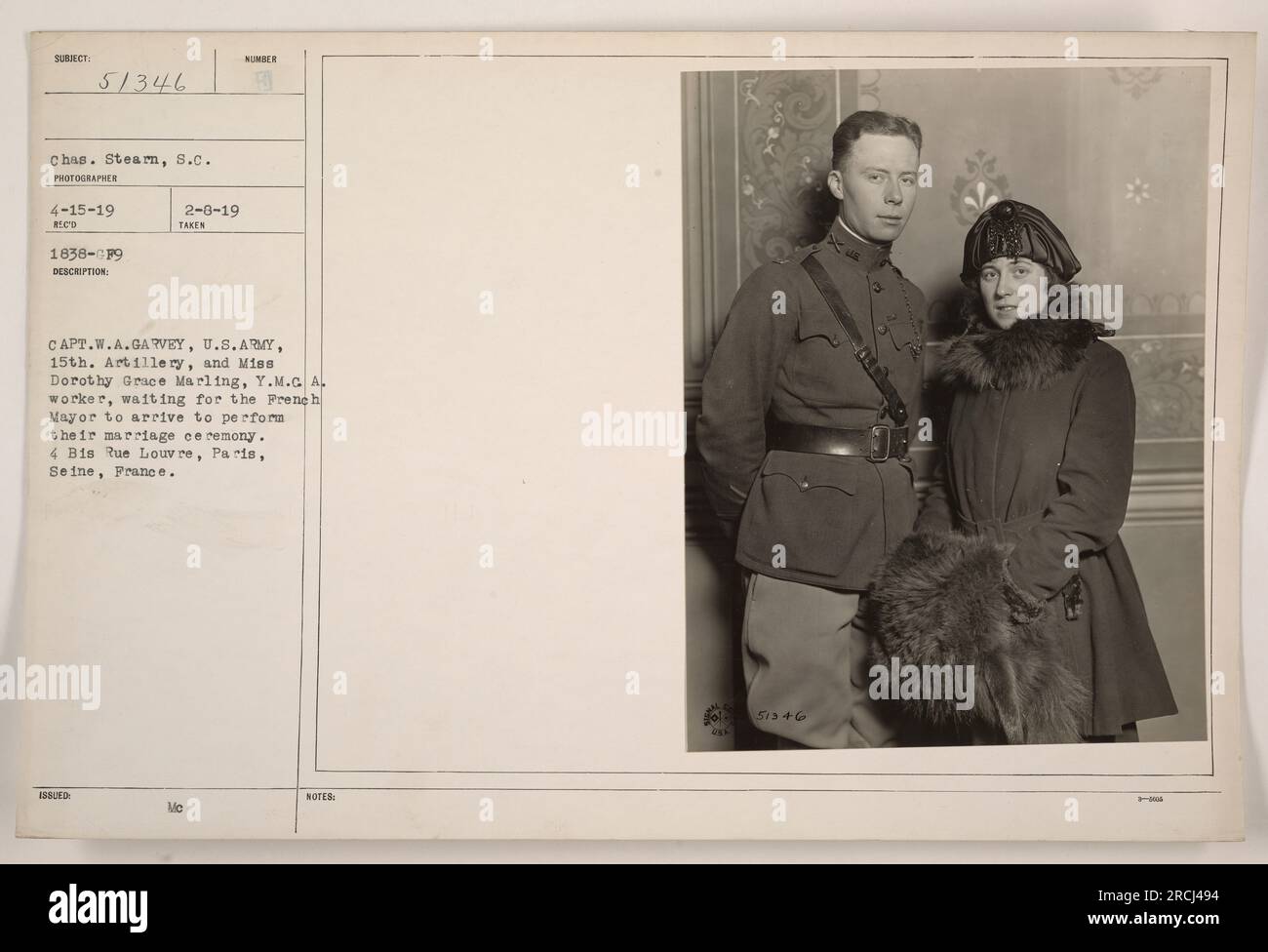 Capt. W.A. Garvey, U.S. Army, 15th Artillery, and Miss Dorothy Grace ...