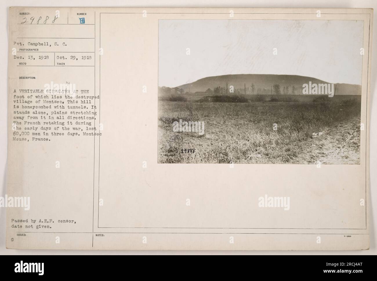 A photograph taken on October 29, 1918, by Pvt. Campbell, S. C ...
