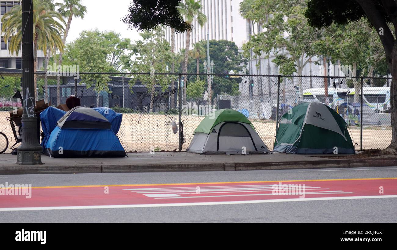 Los Angeles, California: Homeless houses in downtown Los Angeles Stock ...