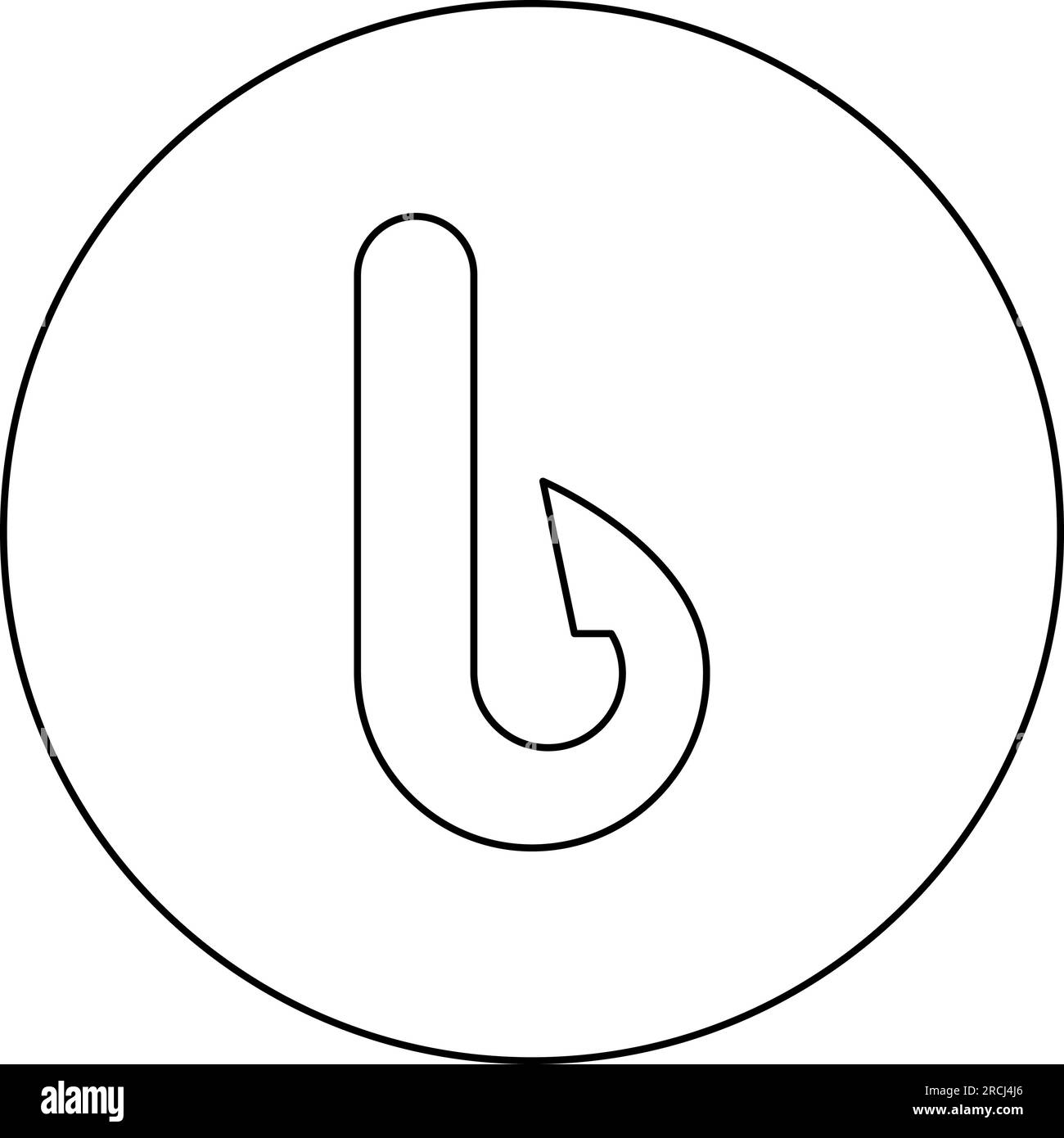 Hook icon in circle round black color vector illustration image outline ...