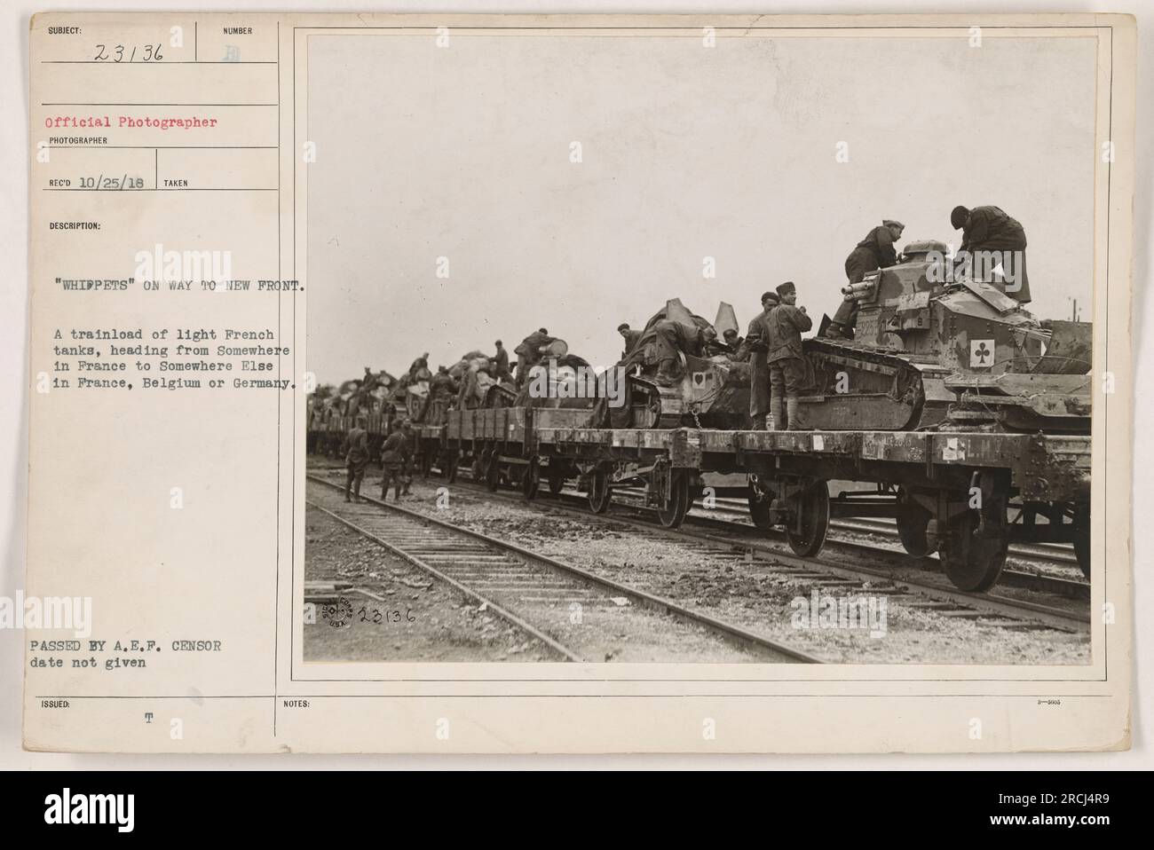 "Whippets" (light French tanks) being transported from one point to ...