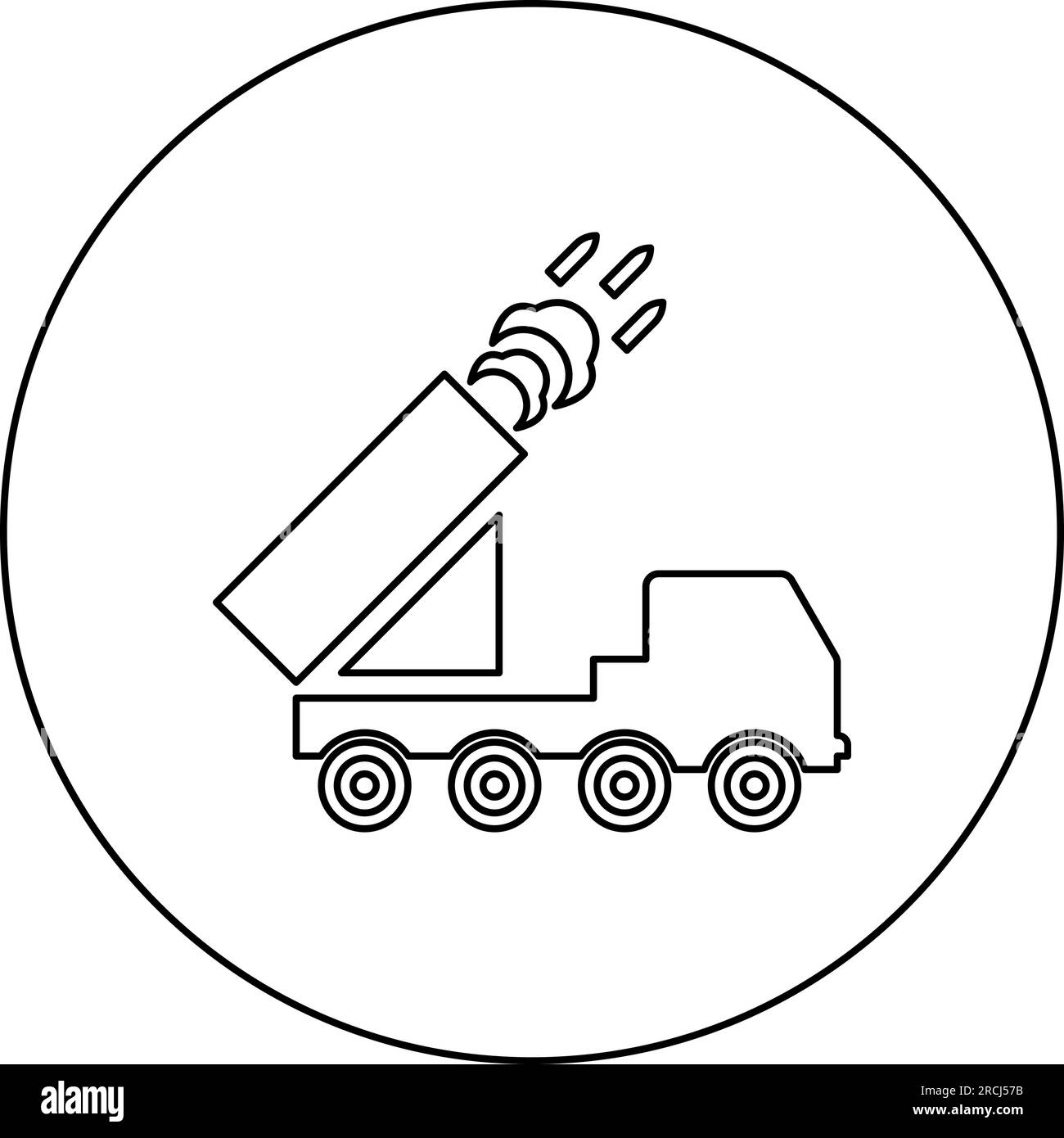 Multiple launch volley reactive rocket system fire shoots missiles icon ...