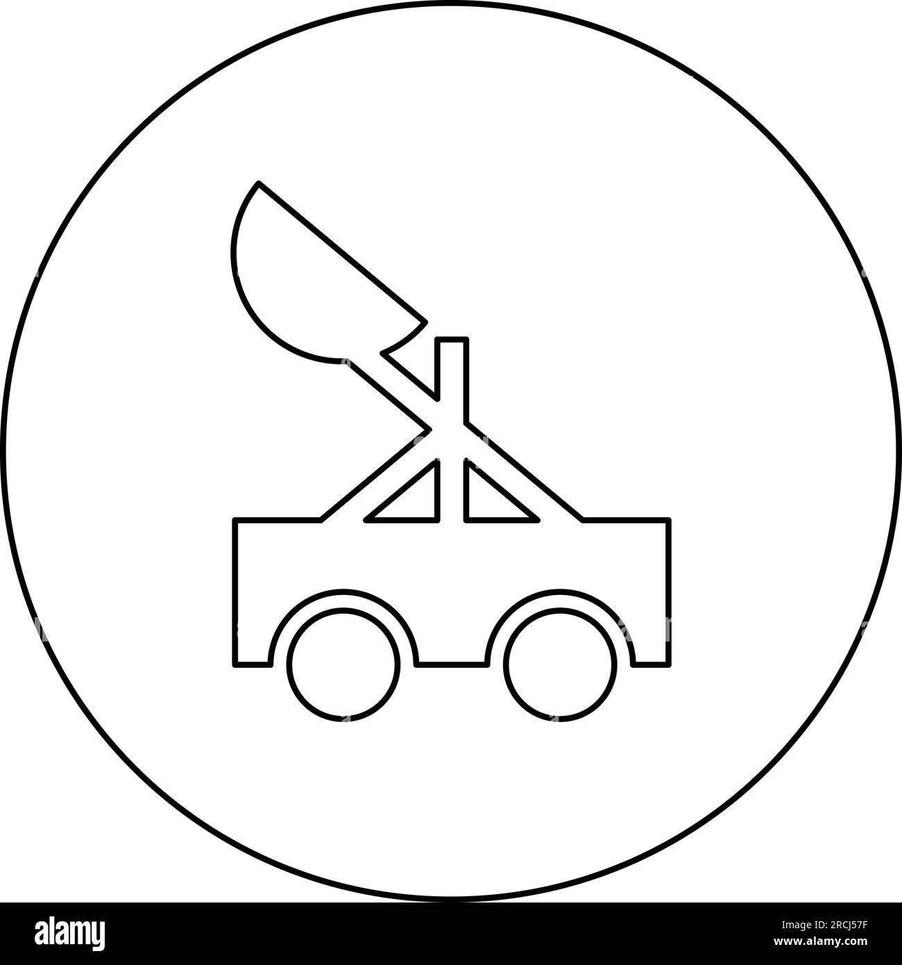 Catapult medieval siege ejection seat icon in circle round black color ...