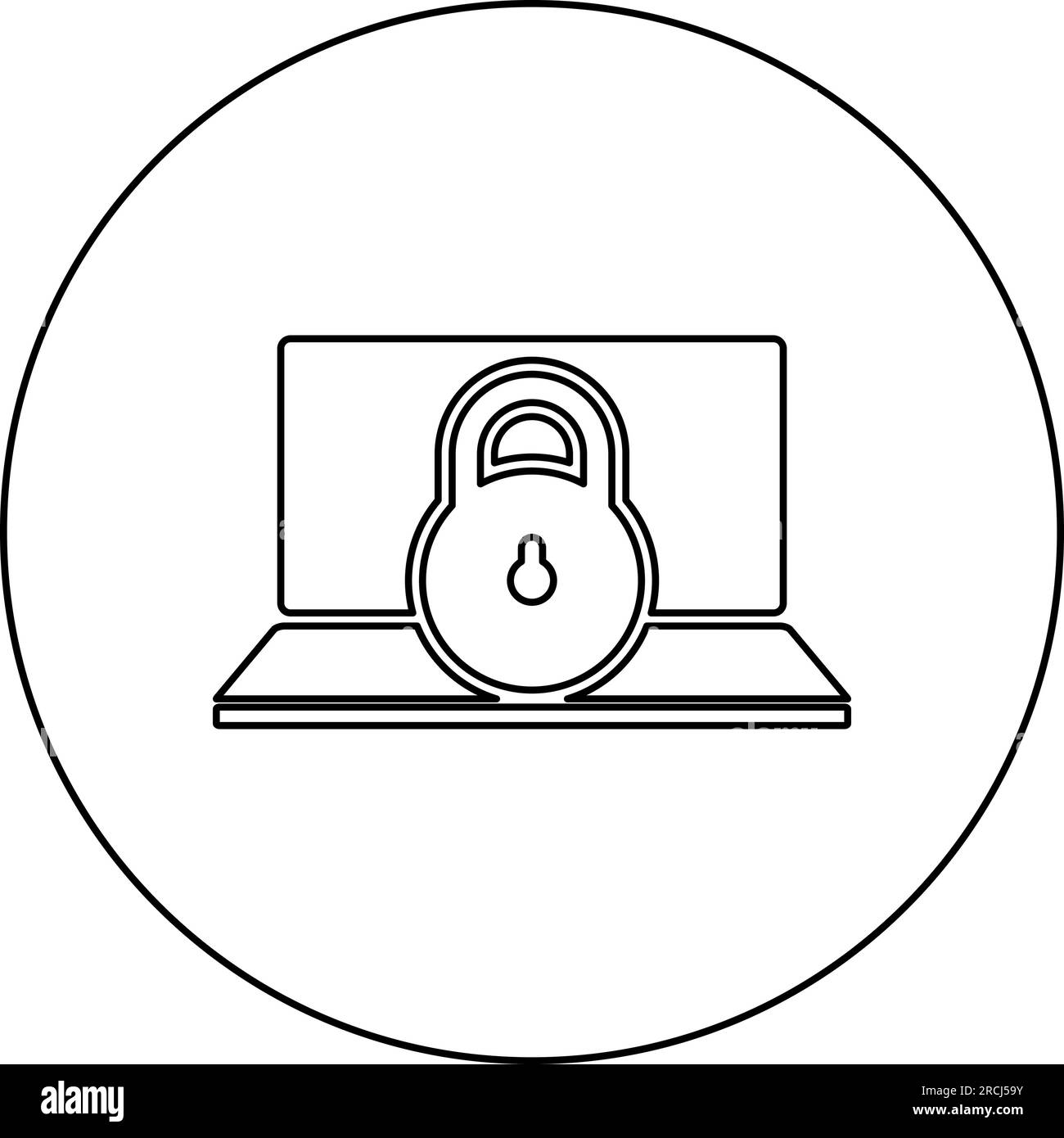 Laptop lock personal data security cyber access concept locked padlock ...