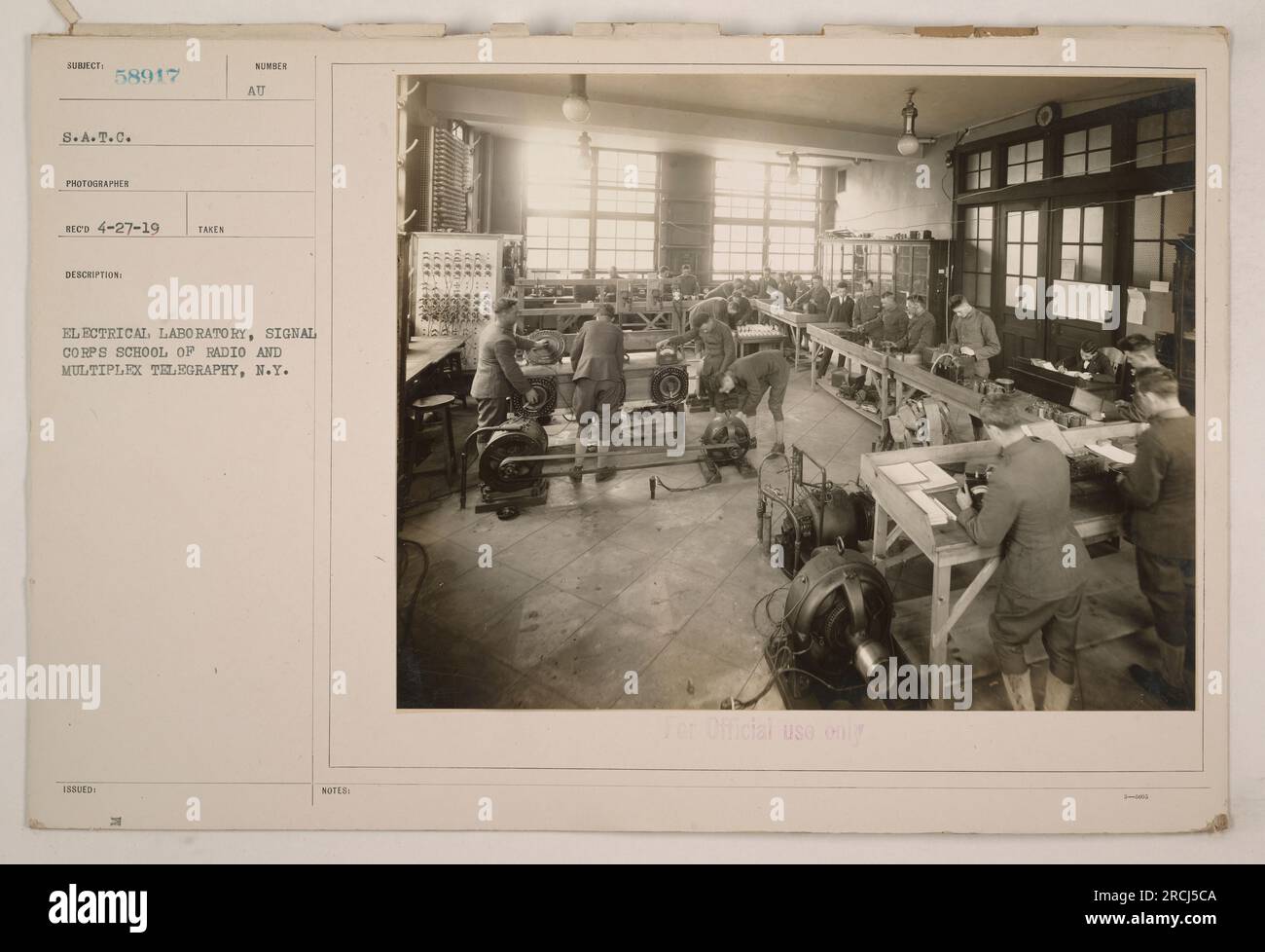 Image of the electrical laboratory at the Signal Corps School of Radio ...