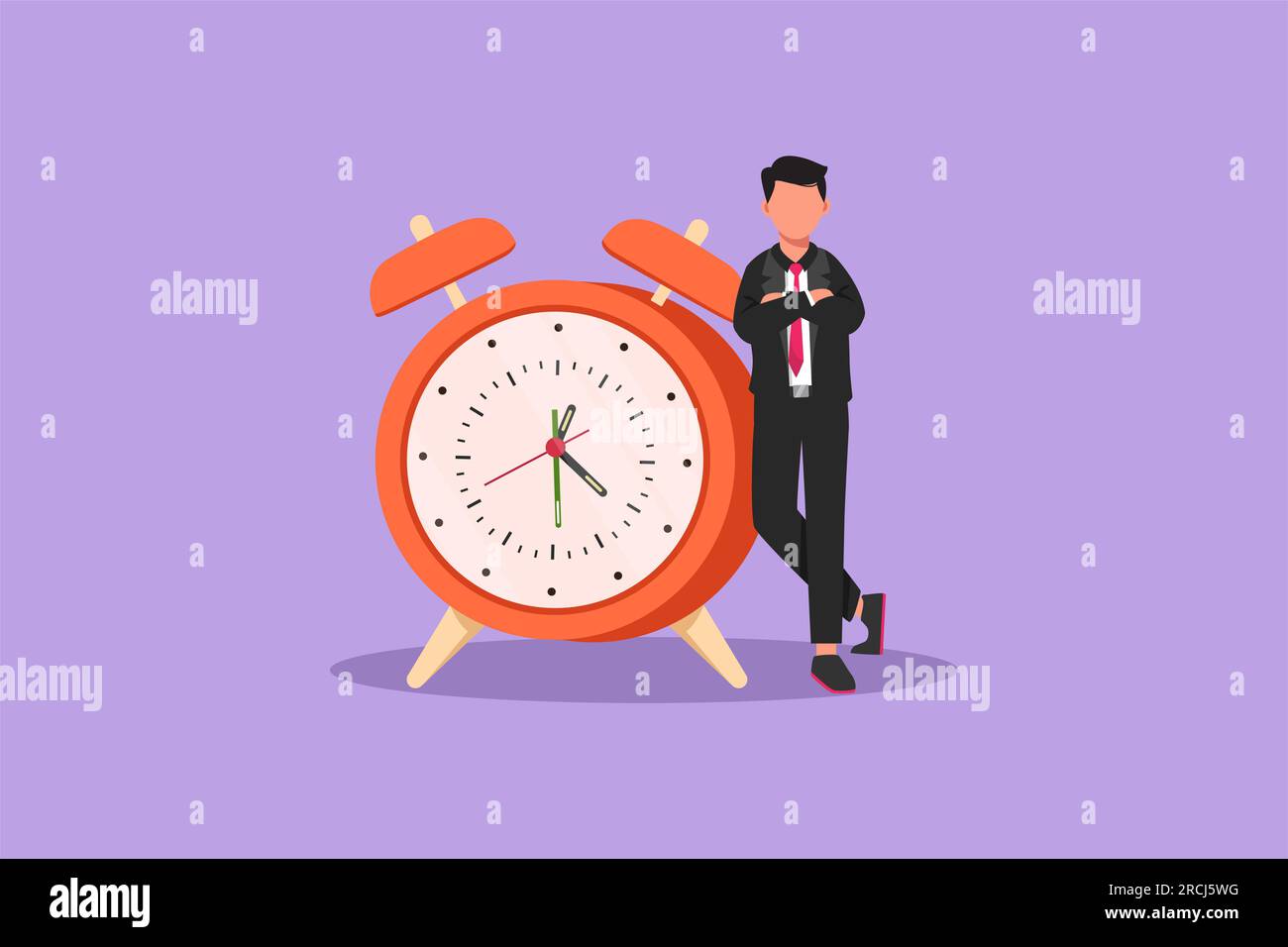 Flat cartoon style drawing of businessman, manager or employee stand ...