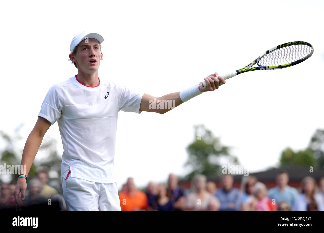 Henry Searle during the Boys' Singles Semi-Final against Cooper ...
