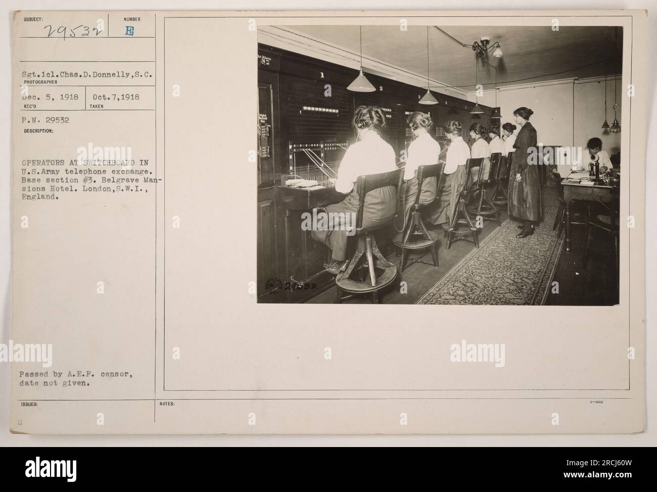 Image showing telephone operators at a U.S. Army telephone exchange in ...