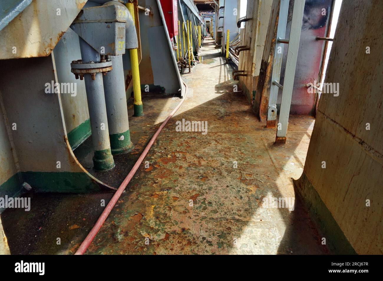 Main deck with rust and without maintenance of container vessel on the ...