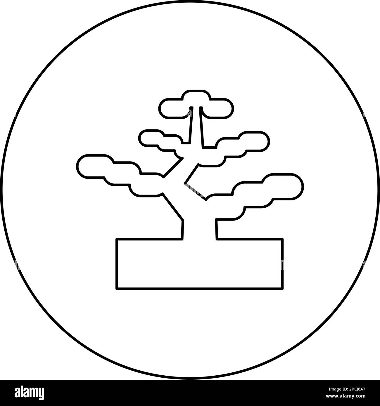 Bonsai pine tree garden concept plant japanese icon in circle round ...