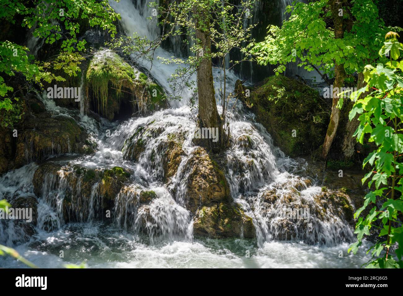 A cascade in the village of Rastoke at Slunj -Slapovi on the confluence ...