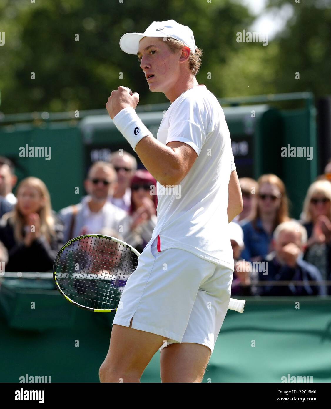 Henry Searle during the Boys' Singles Semi-Final against Cooper ...
