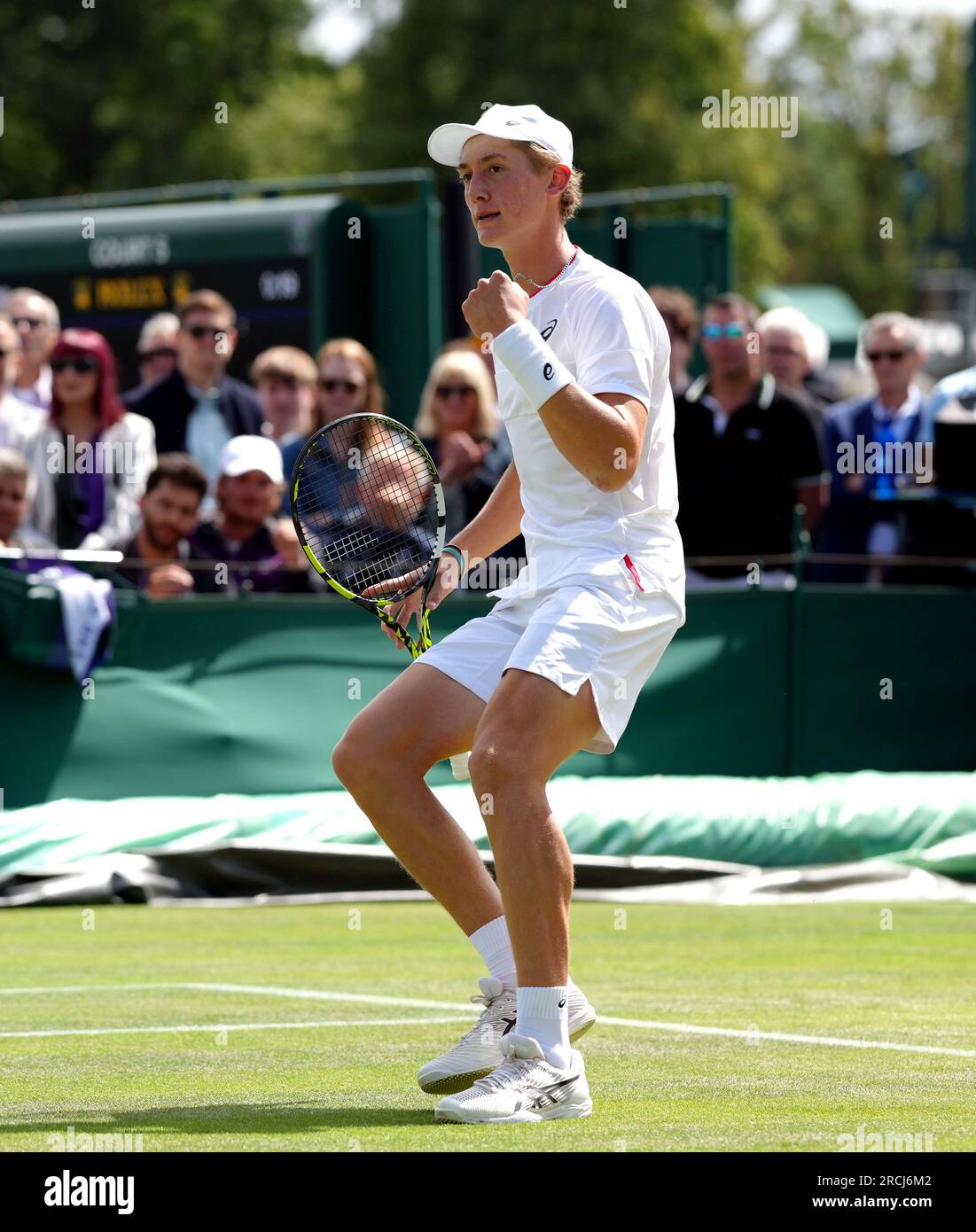Henry Searle during the Boys' Singles Semi-Final against Cooper ...