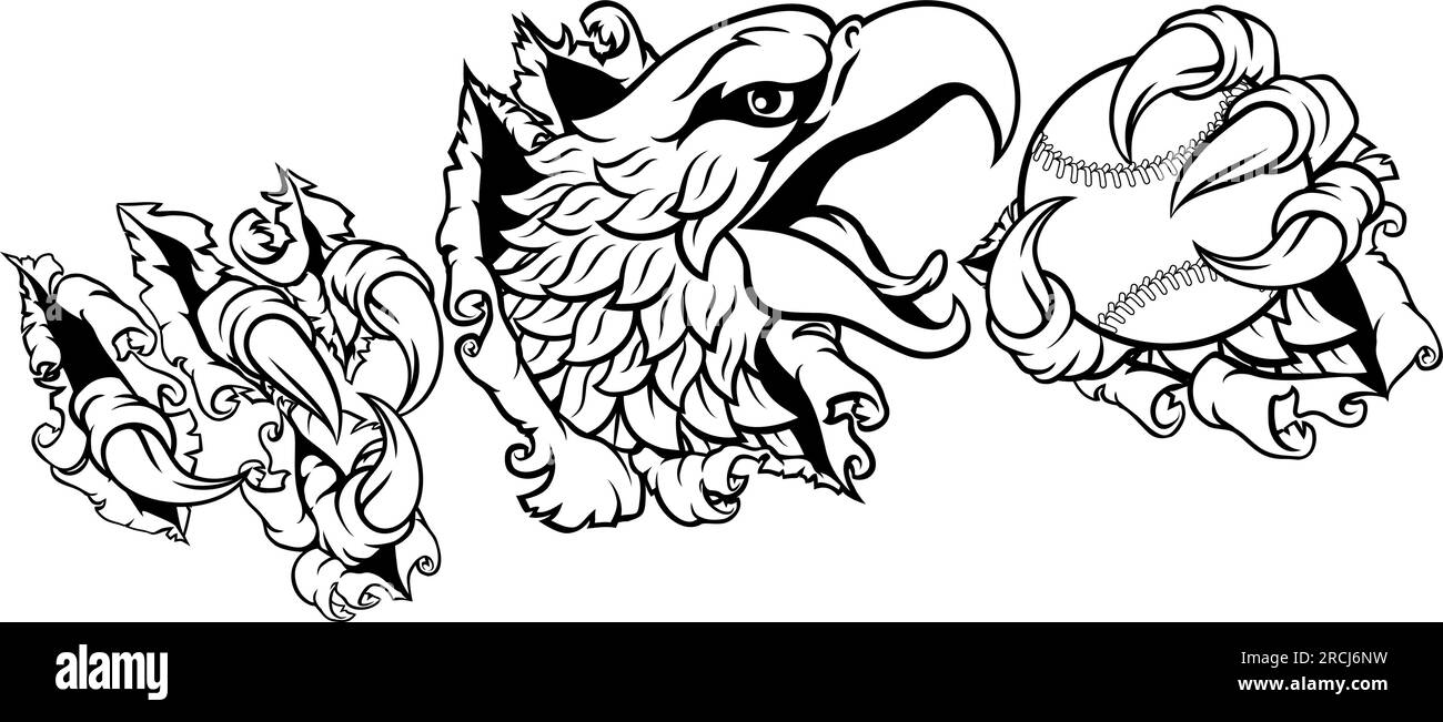 Bald Eagle Hawk Ripping Claw Baseball Ball Mascot Stock Vector Image ...