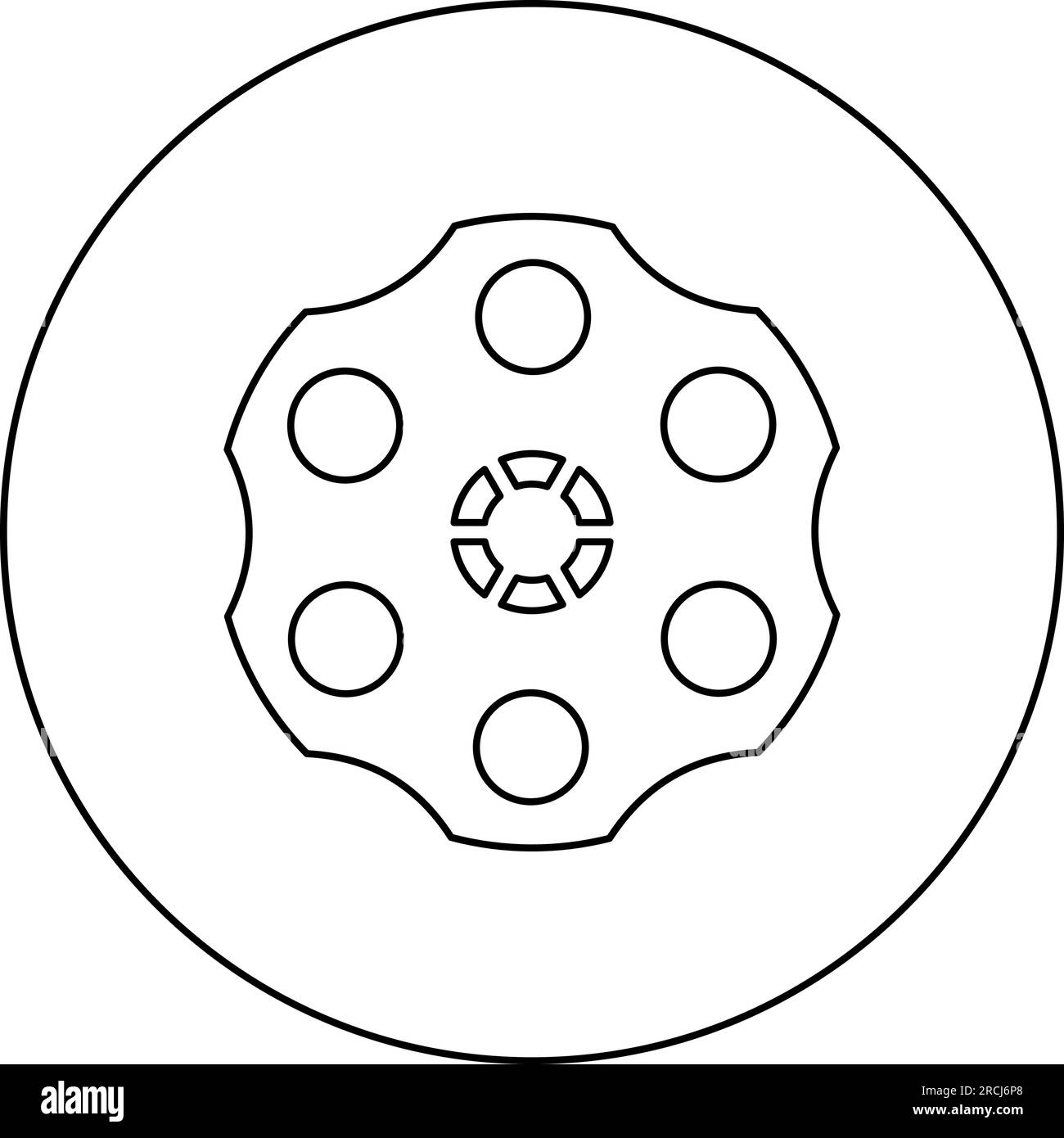 The drum of the revolver icon in circle round black color vector ...