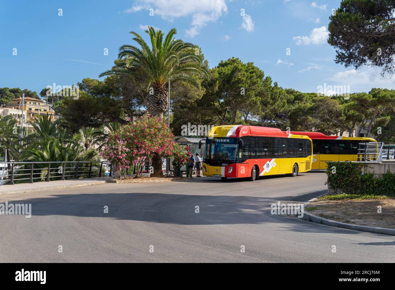 Porto Cristo, Spain; july 01 2023: Buses of the public company TIB ...