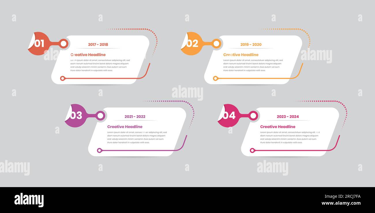 Four steps business data presentation simple infographic cards with ...