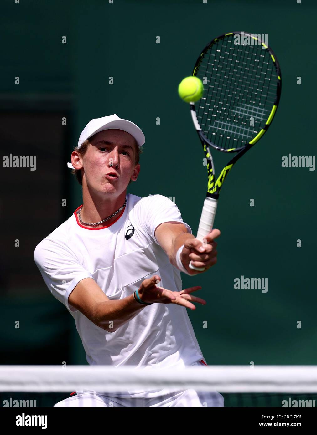 Henry Searle during the Boys' Singles Semi-Final against Cooper ...