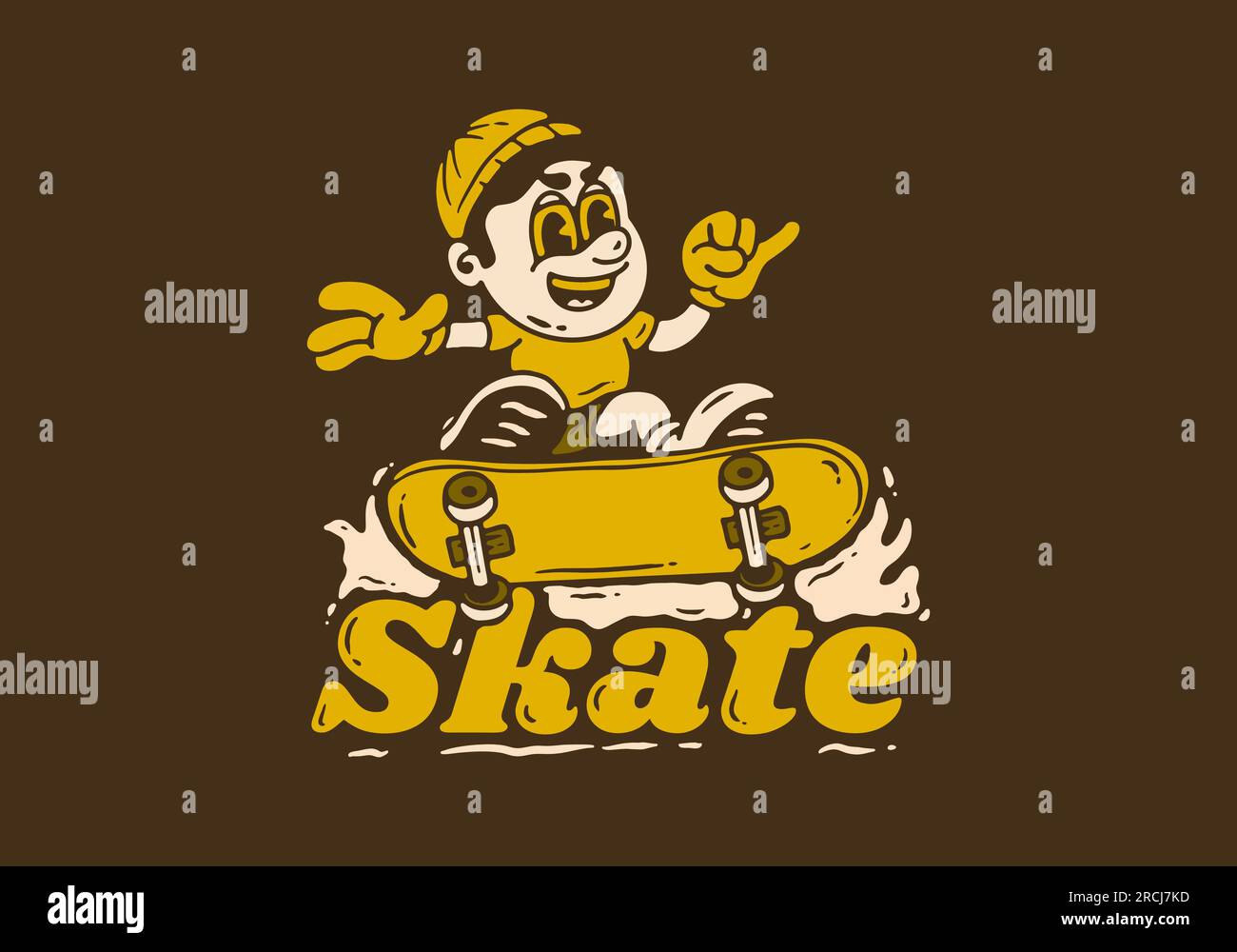 Mascot character design of a boy jumping on skate board, design in ...