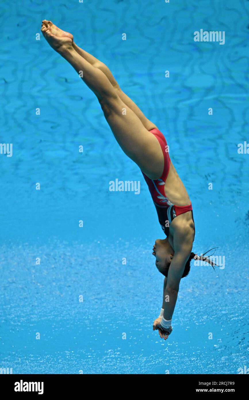 Fukuoka, Japan. 15th July, 2023. Gold medalist Lin Shan of China ...