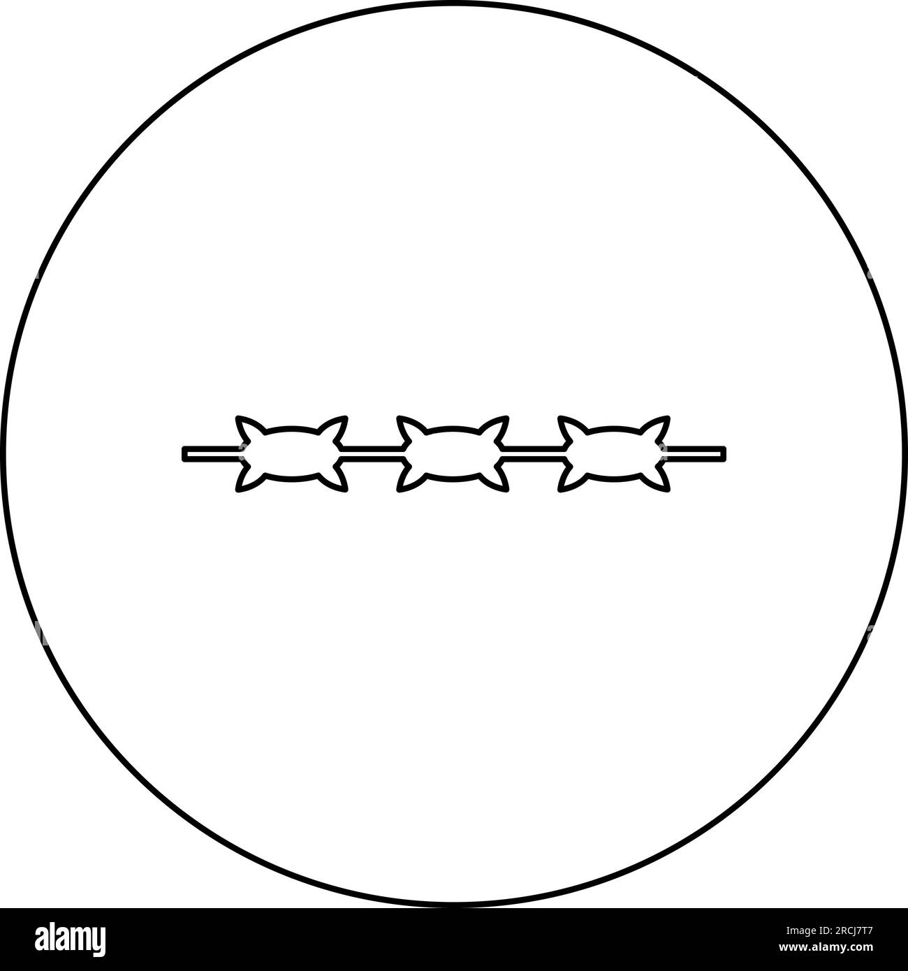 Barbed wire prison concept icon in circle round black color vector ...