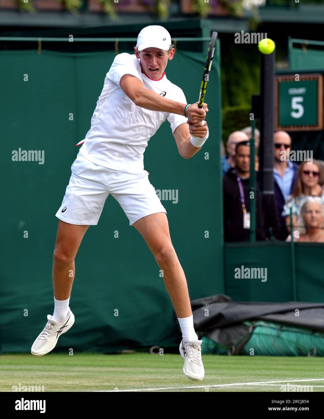 Henry Searle during the Boys' Singles Semi-Final against Cooper ...